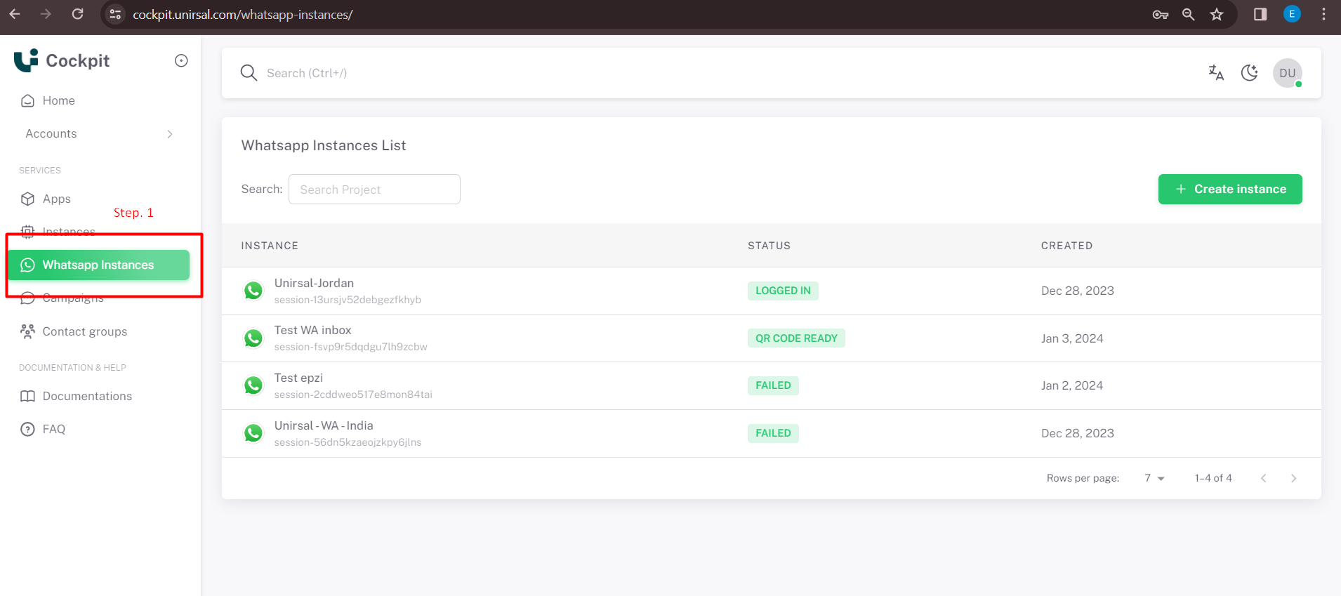 Setup Instance | Unirsal Docs